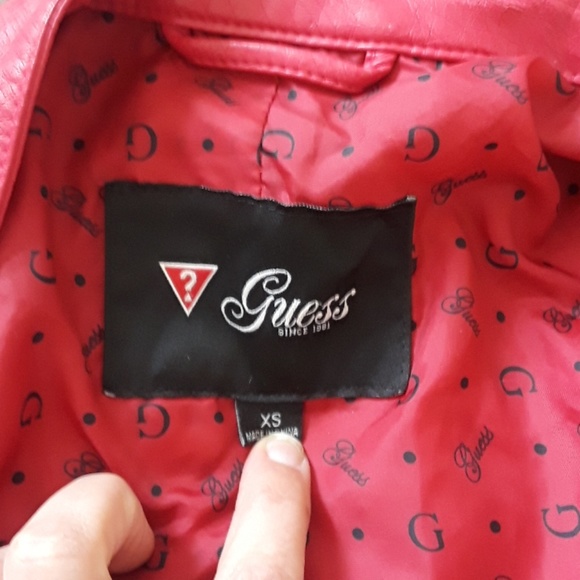 Guess | Jackets & Coats | Guess Red Faux Leather Jacket | Poshmark